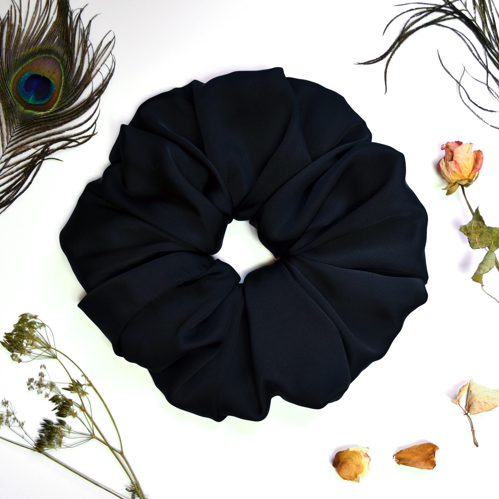 Black Scrunchie Oversized Hair Scrunchie Big Scrunchie - Etsy UK