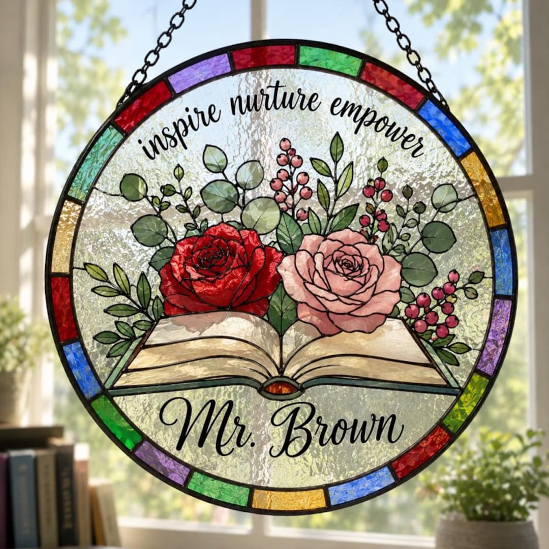 Custom Teacher Stained Glass Suncatcher, Teacher Appreciation Gift ...