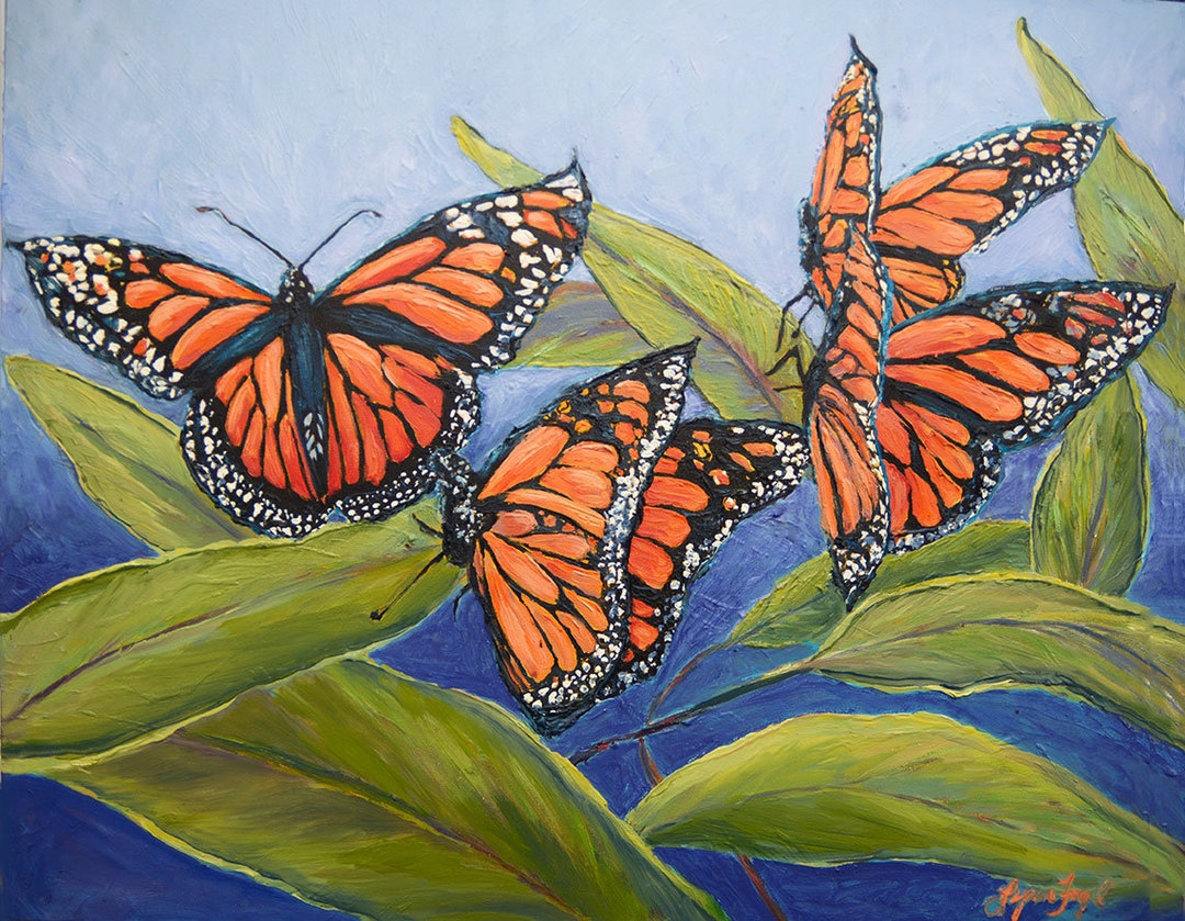 Monarch Butterfly 24x30 Oil Painting, Butterfly Original Oil Painting ...