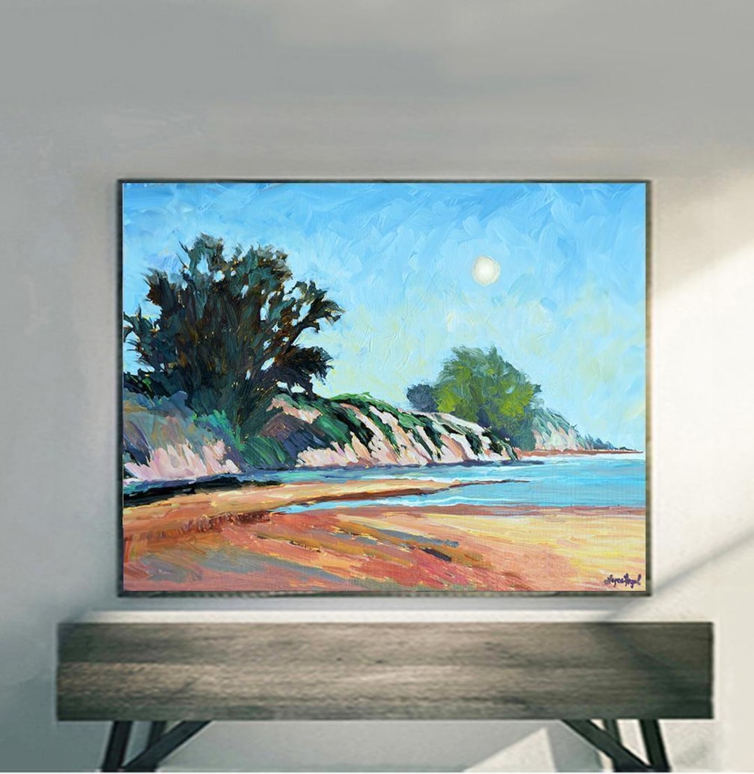 Goleta Beach Art Print, Santa Barbara Coastal Oil Painting, Ocean Art ...