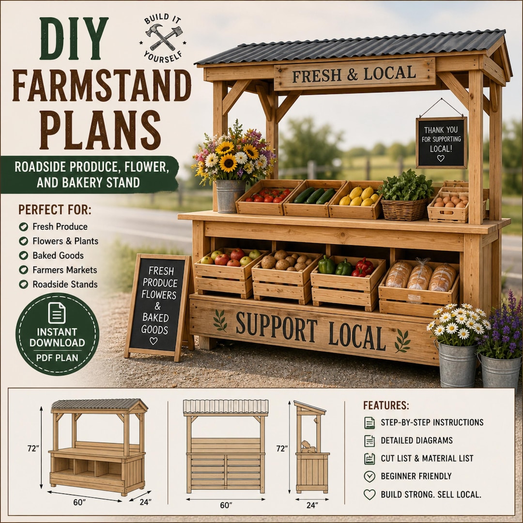 DIY Farm Stand Plans PDF – Roadside Produce, Flower & Bakery Stand ...