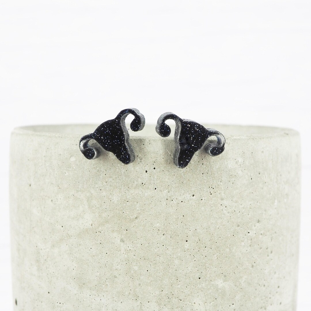 Titanium Ear Wire Uterus Acrylic Stud Earrings Black Glitter Uterus ...