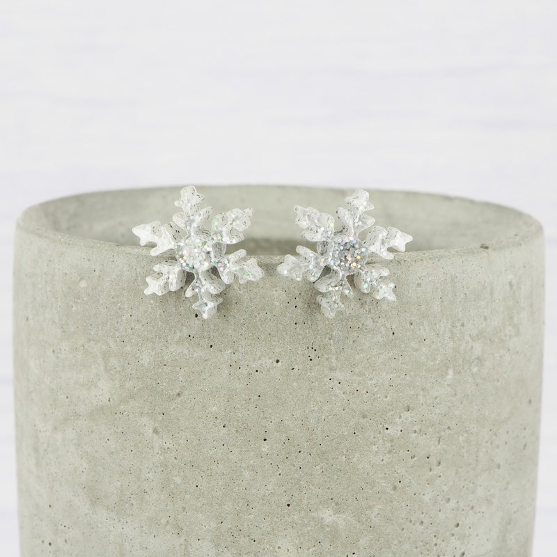 Snowflake Stud Earrings - Etsy