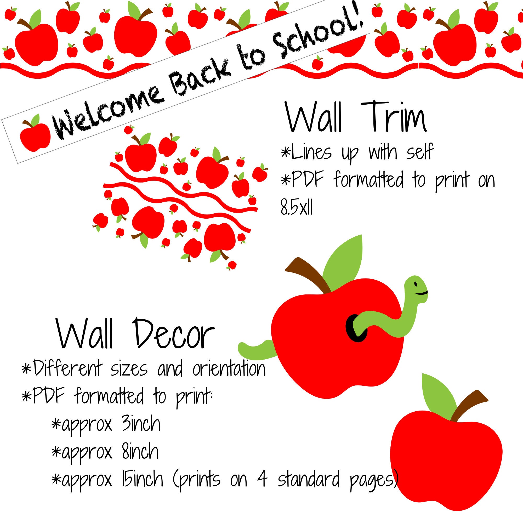 Classroom Apple Theme Decor | Calendar Inserts | Trim | Decoration ...