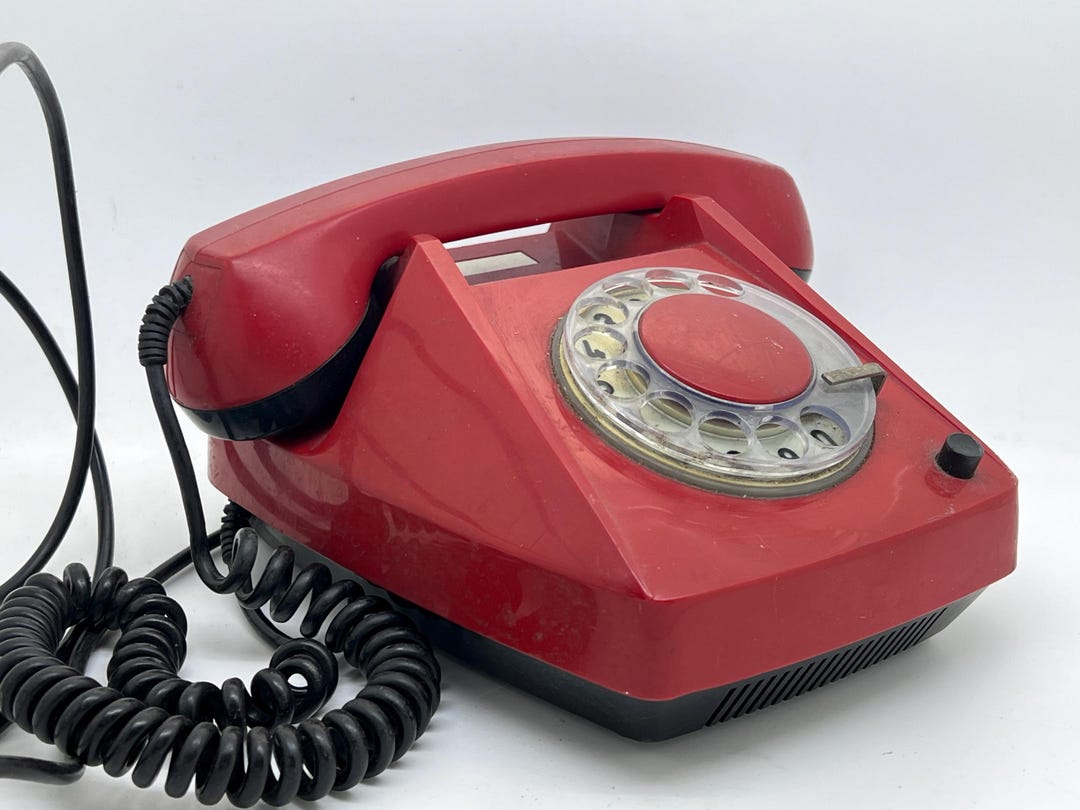 Vintage Tesla Stropkov Rotary Telephone Retro 1970s Red Dial Phone Made ...
