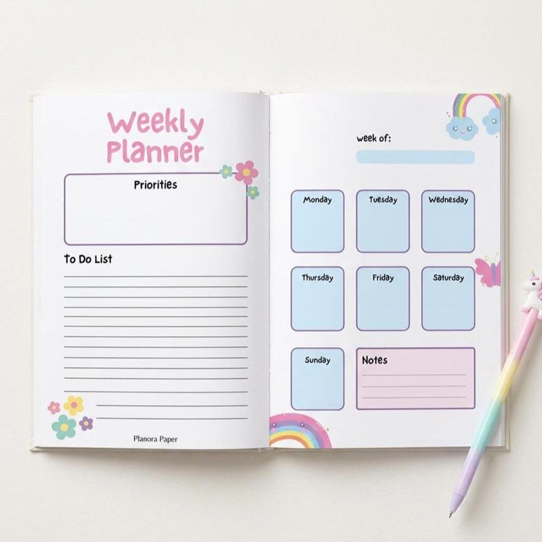 Cute Rainbow Weekly Planner - Printable - Etsy