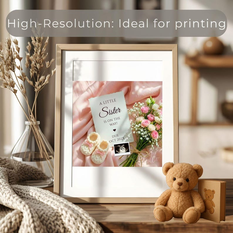 Little Sister Pregnancy Announcement Template, Social Media Reveal ...