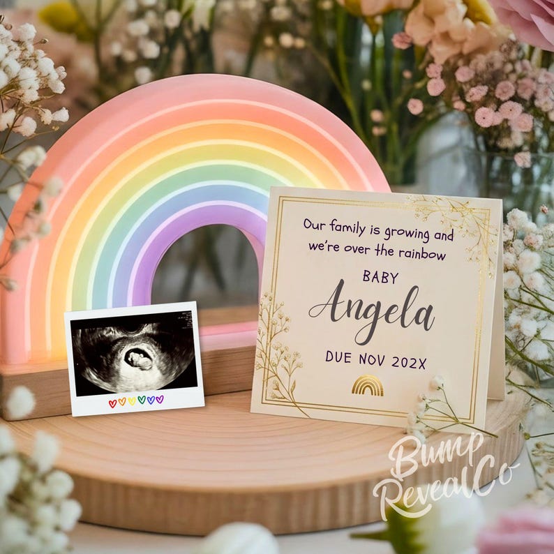 Rainbow Baby Announcement Template, Gender Neutral Pregnancy Reveal ...