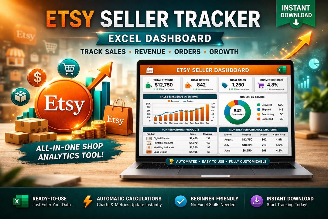 Etsy Seller Tracker Excel Dashboard (digital Download) - Etsy