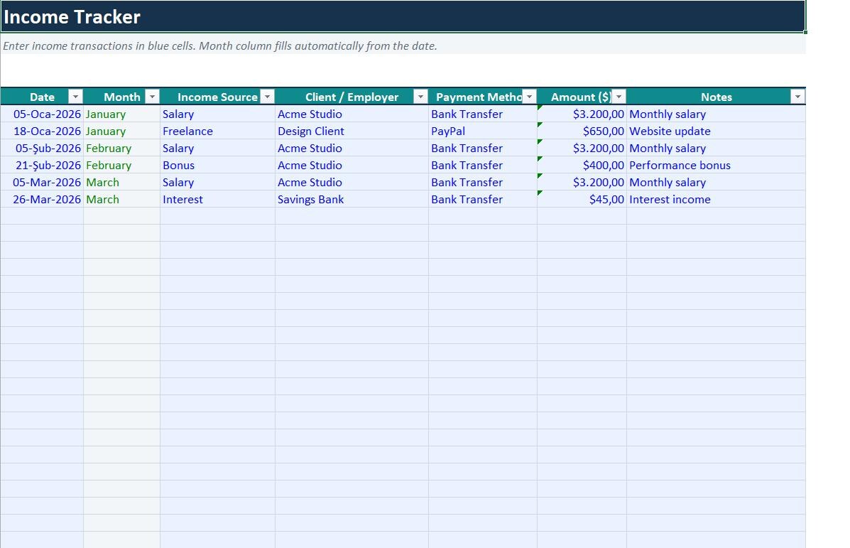 Income Expense Tracker Excel Spreadsheet | Monthly Budget Finance ...