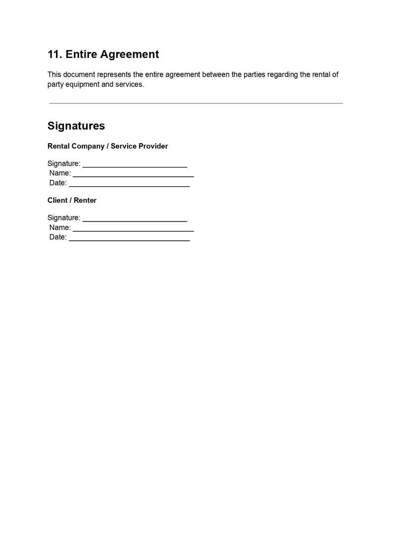 Editable Party Rental Contract DOC & PDF | Event Rental Agreement ...