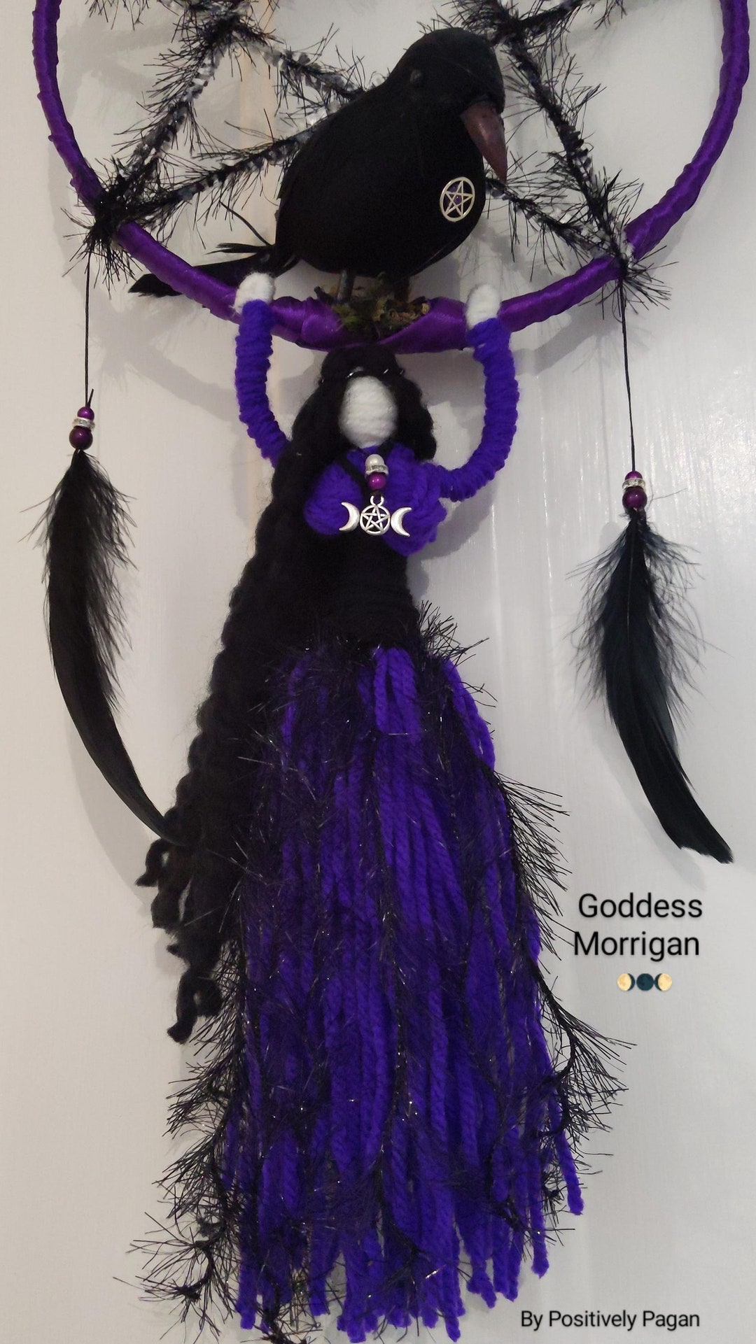 Large Handmade Pagan Morrigan Crow Goddess Doll With Crow & Pentacle ...