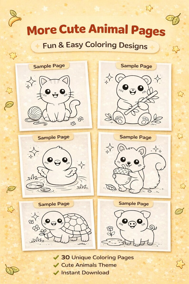 30 Easy Animals Coloring Pages for Kids | Printable Activity Book (PDF ...