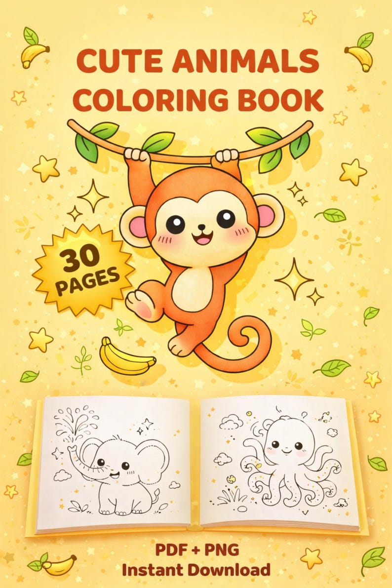30 Easy Animals Coloring Pages for Kids | Printable Activity Book (PDF ...