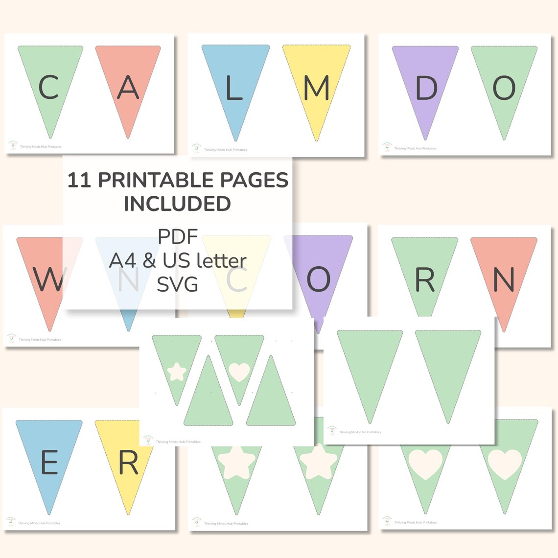Calm Down Corner Banner Printable, Classroom Bunting Kit, SEL Peace ...