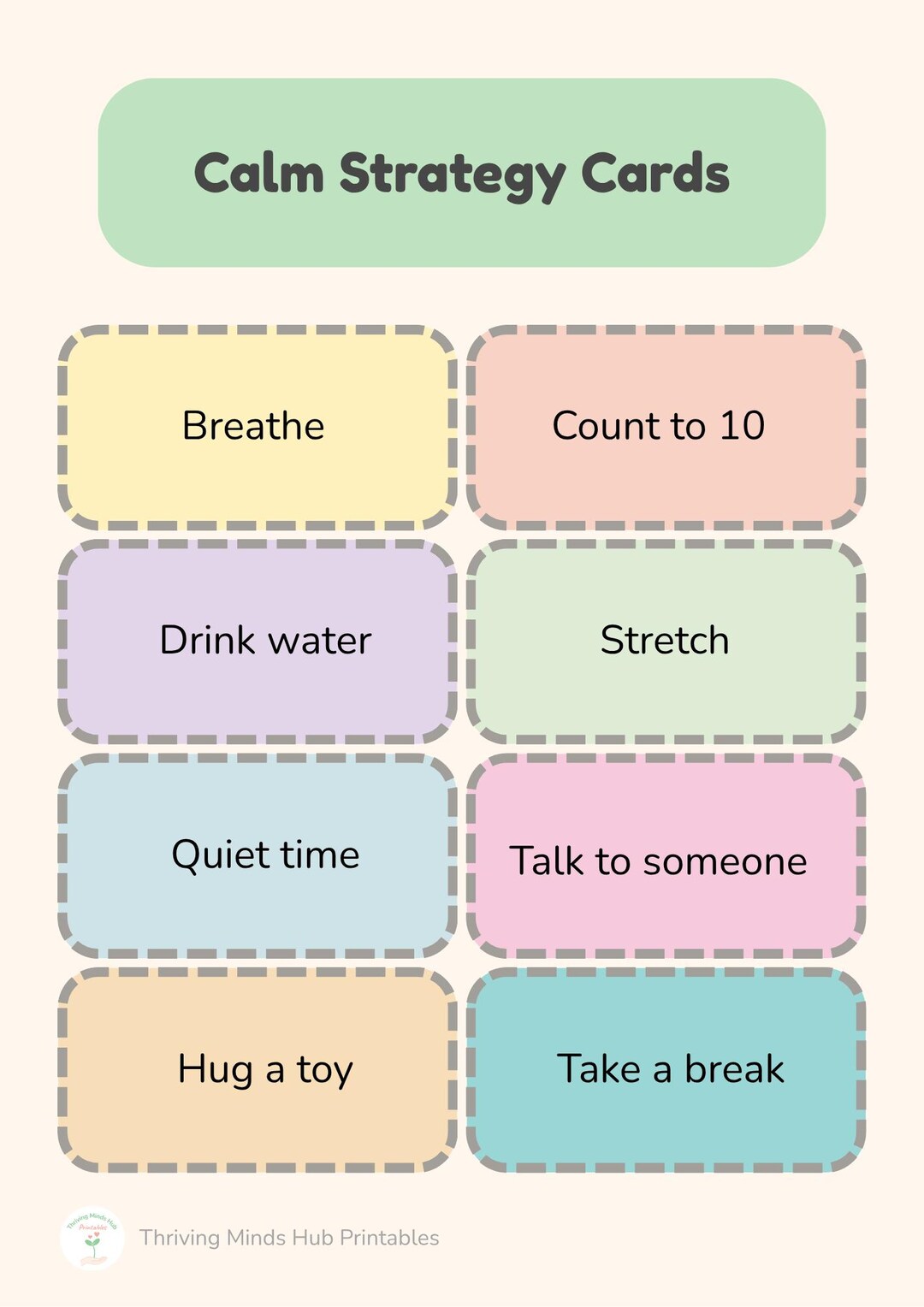 Calm Down Cards for Kids Printable | Coping Skills Cards | Emotional ...