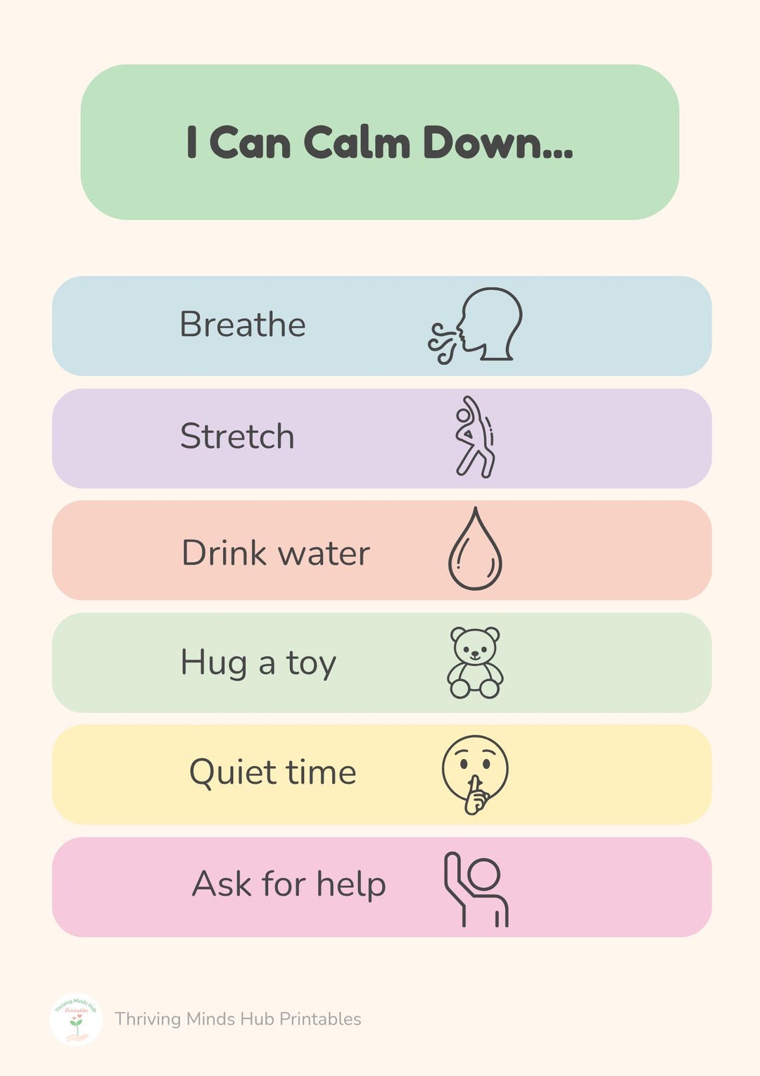 Calm Down Choice Board Printable | Coping Skills for Kids | Emotional ...