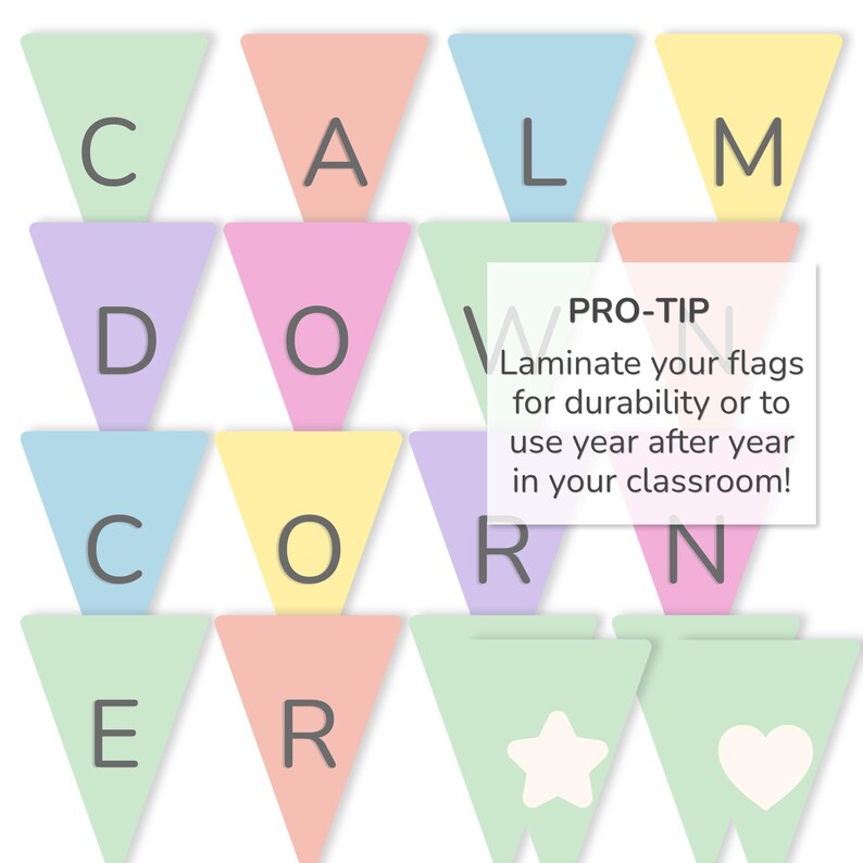 Calm Down Corner Banner Printable, Classroom Bunting Kit, SEL Peace ...