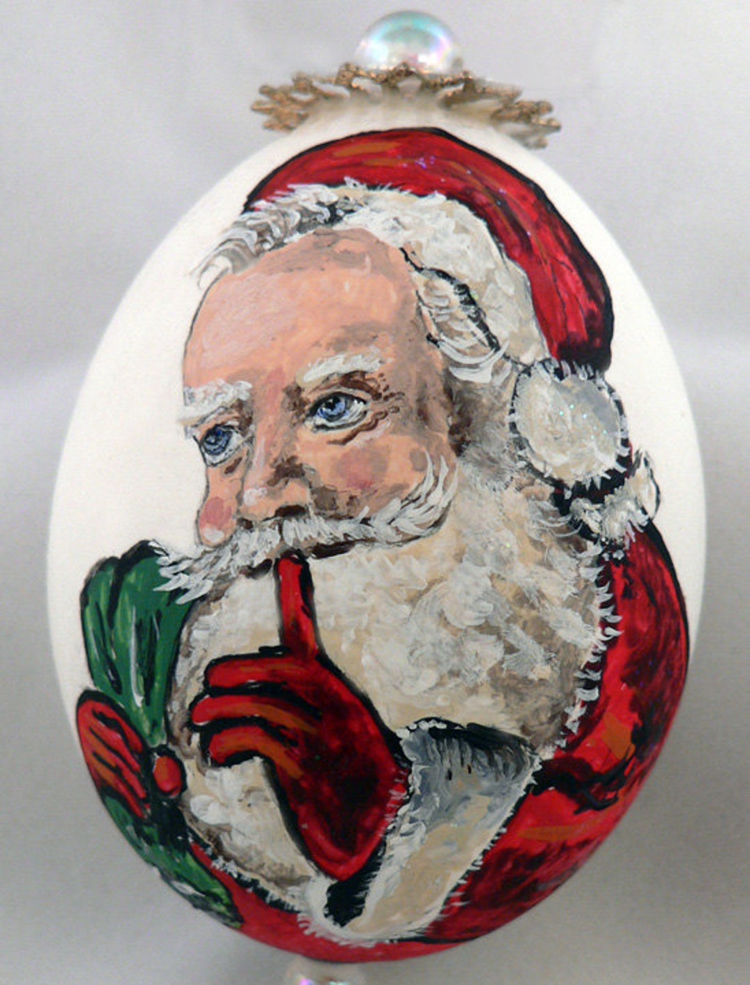 Hand Painted Christmas Ornament, Santa - Etsy