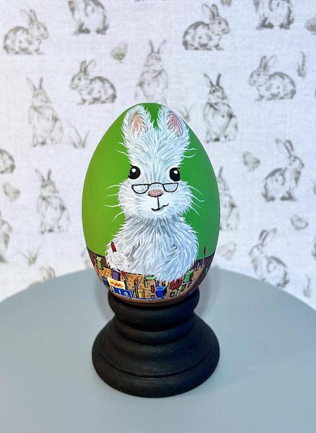 For Connor - Hand Painted Easter Egg, Snap Circuit Bunny - Etsy
