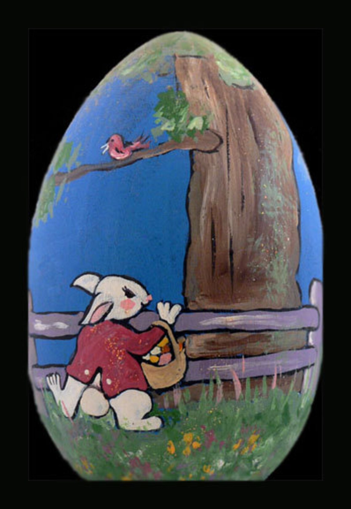 Easter Egg Hand Painted Bunny - Etsy