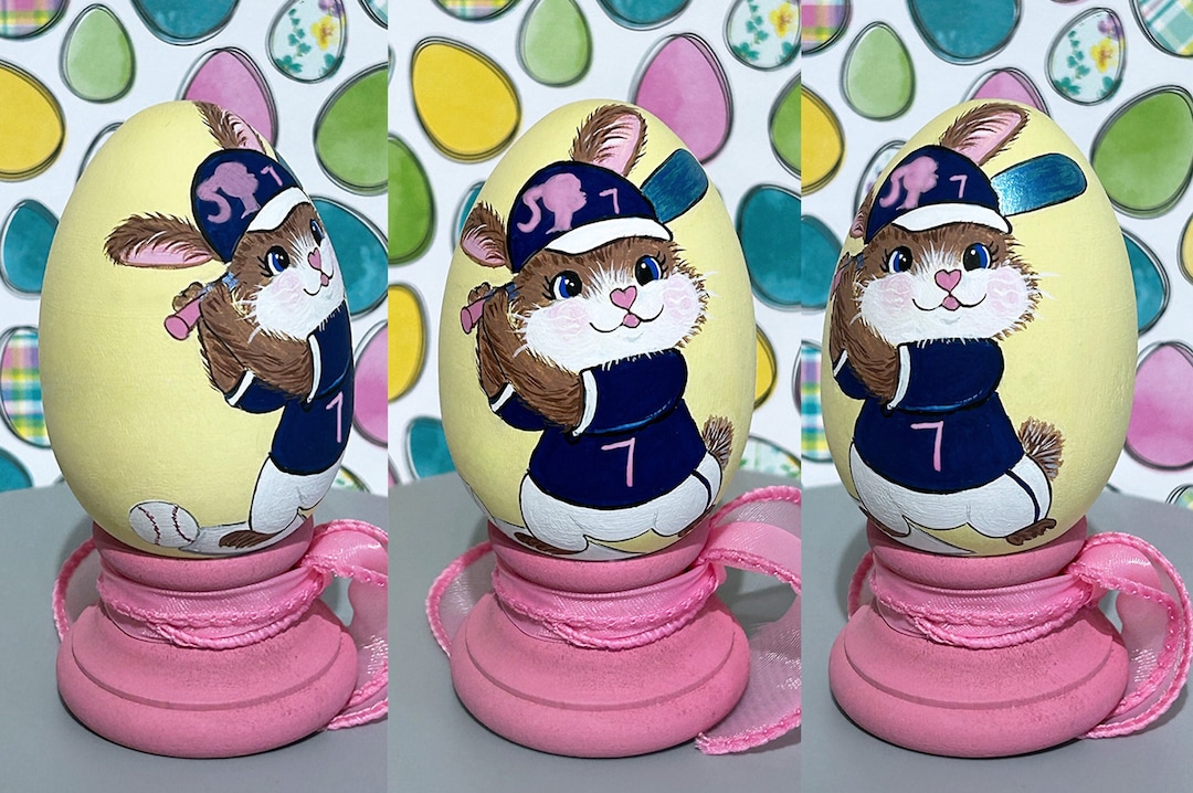 Hand Painted Easter Egg, Softball Bunny - Etsy