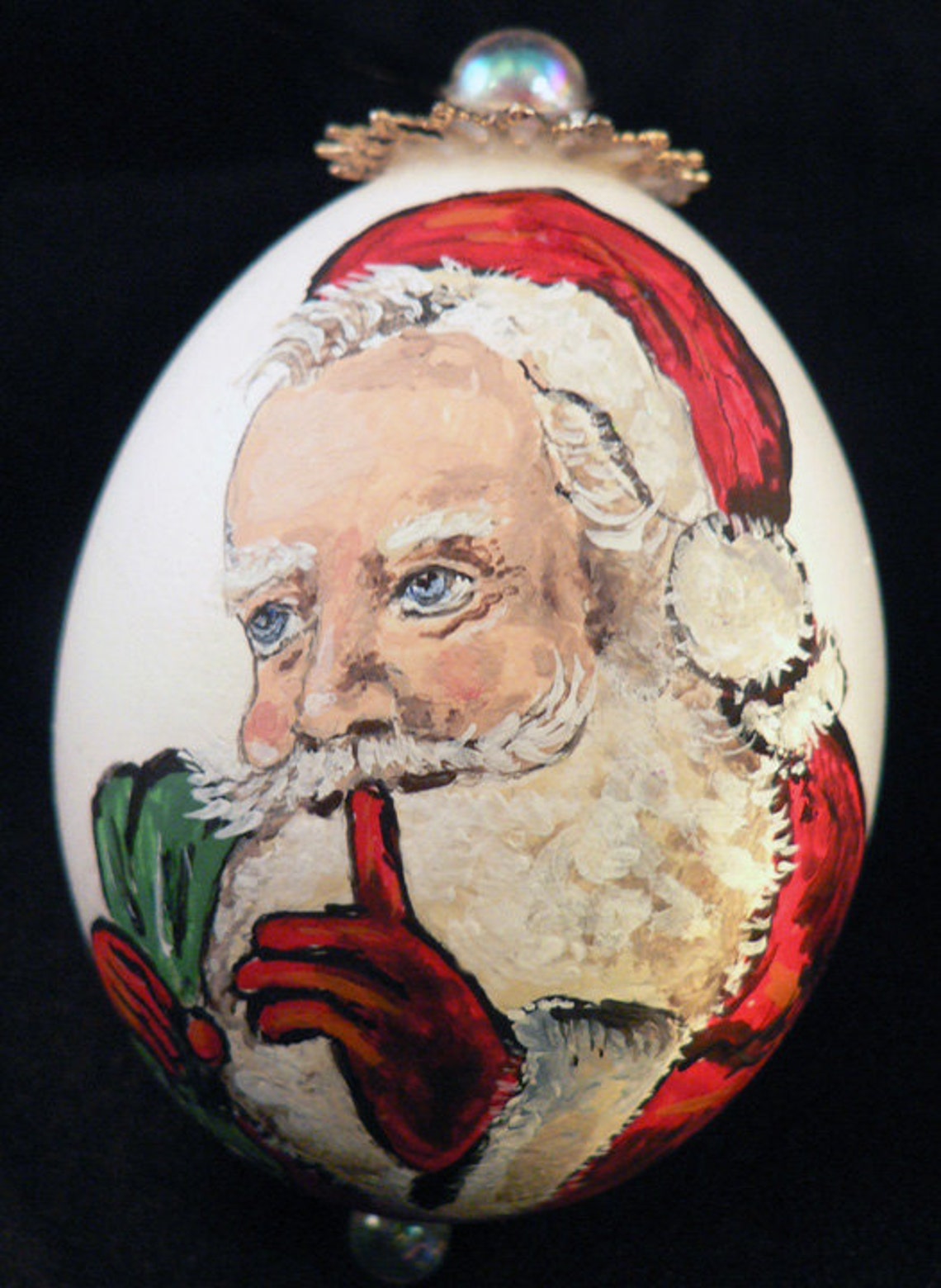 Hand Painted Christmas Ornament Santa | Etsy