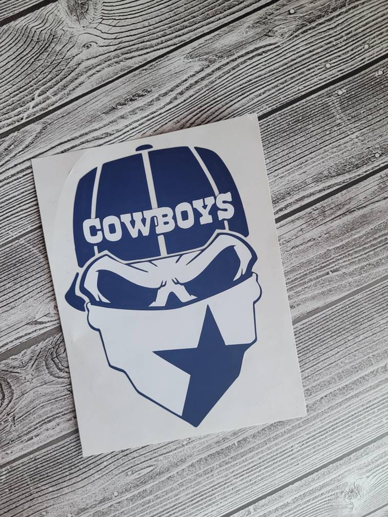 Dallas Cowboys Skull Decal; Skull With Star Football Sticker - Etsy