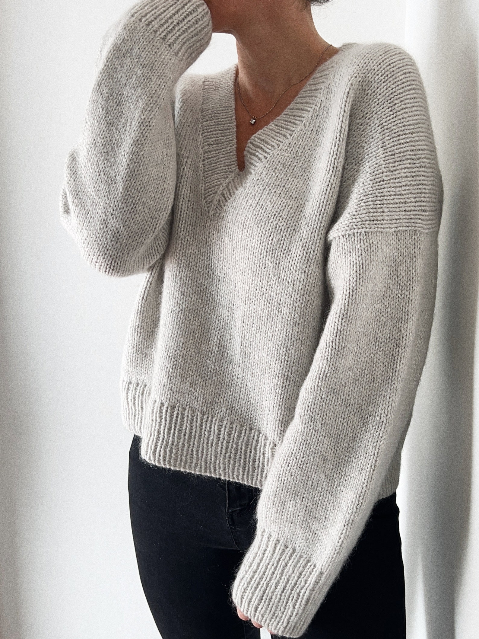 Knitting Pattern Dartmoor Sweater V Neck Top Down Knitting Drop ...