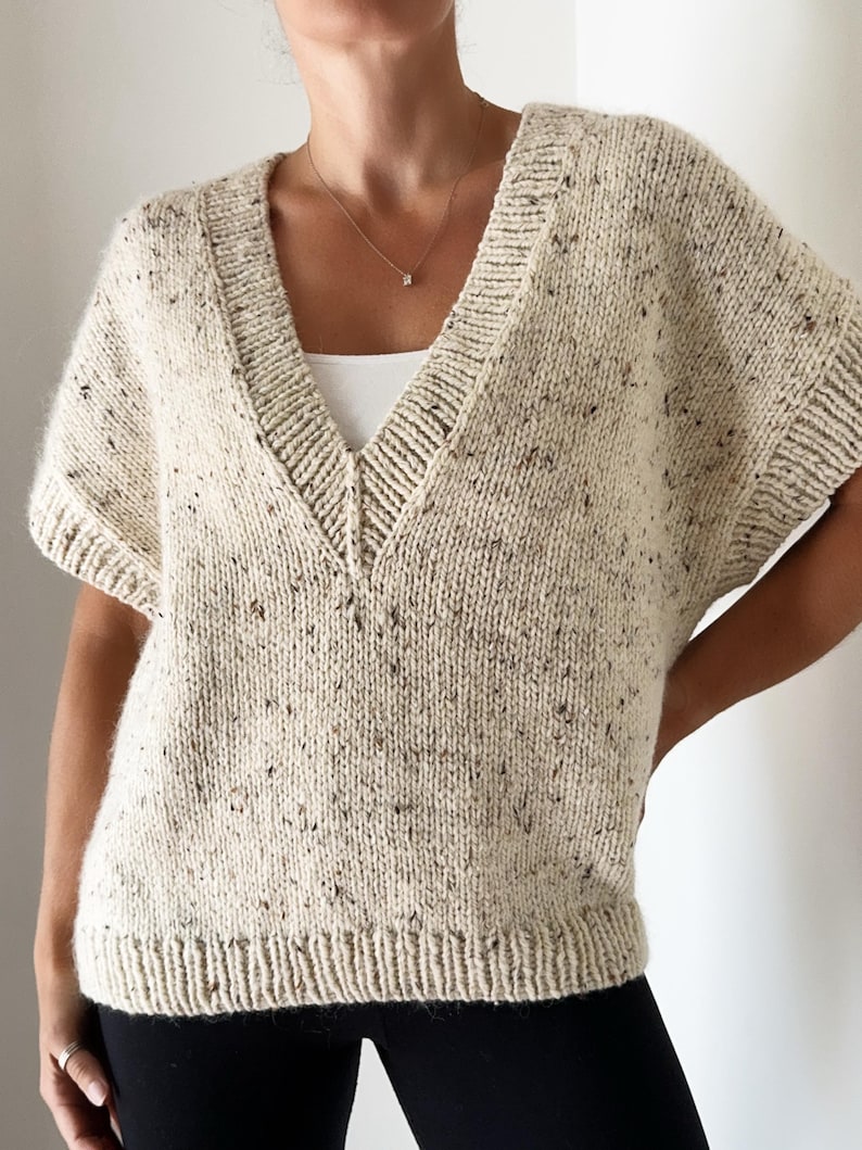 Knitting Pattern Instructions Ash Slipover V Neck Top Down Knitting ...