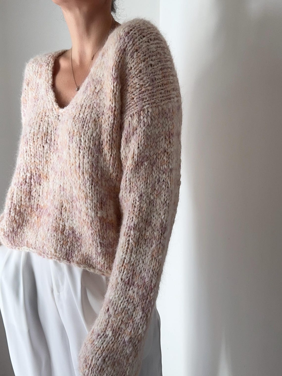 Knitting Pattern Instructions Twofold Sweater V Neck Top Down Knitting ...