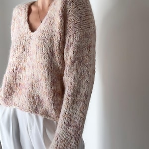 Knitting Pattern Instructions Twofold Sweater V Neck Top Down Knitting ...