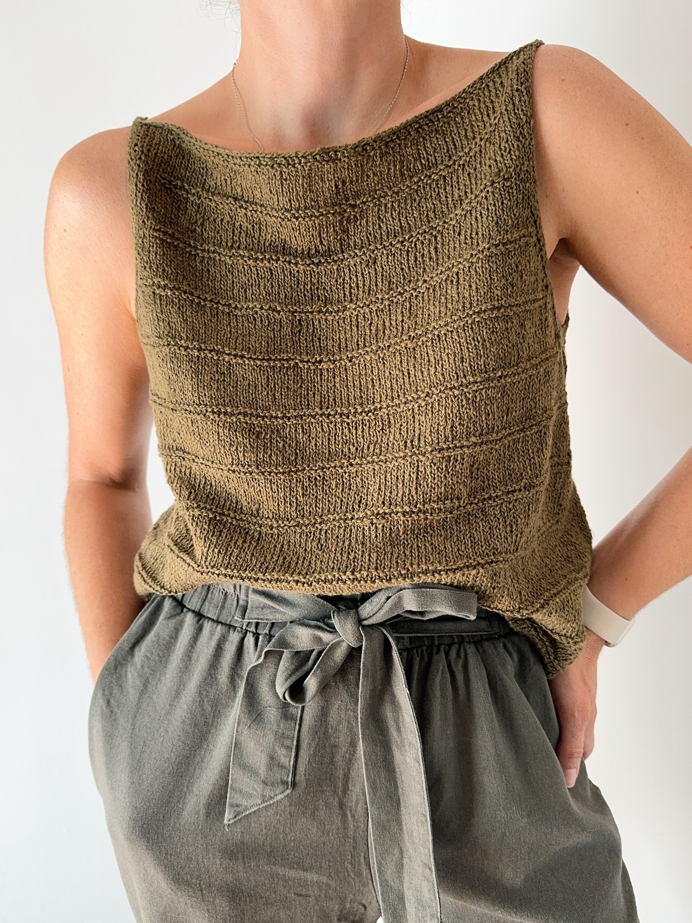 Knitting Pattern Leela Top Summer Sleeveless Shirt Top Down Knitting Pattern Leela Top Summer Sleeveless Shirt Top Down