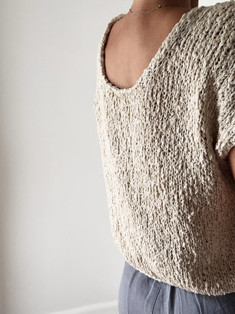 Knitting Pattern Instructions Drop Cut Tee Top Diwn Boxy Style Shirt ...