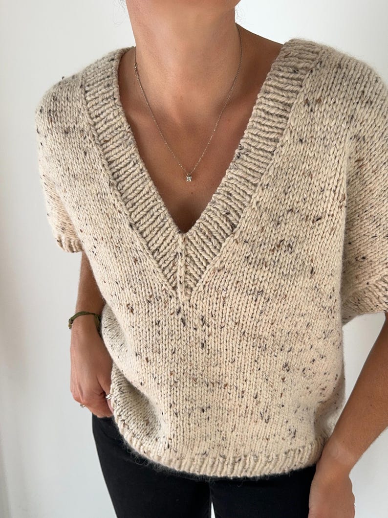 Knitting Pattern Instructions Ash Slipover V Neck Top Down Knitting ...