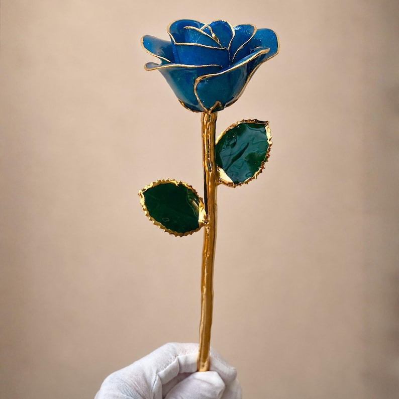 Red Glitter Preserved Rose With Gold Trim, Luxury Keepsake Flower Gift ...