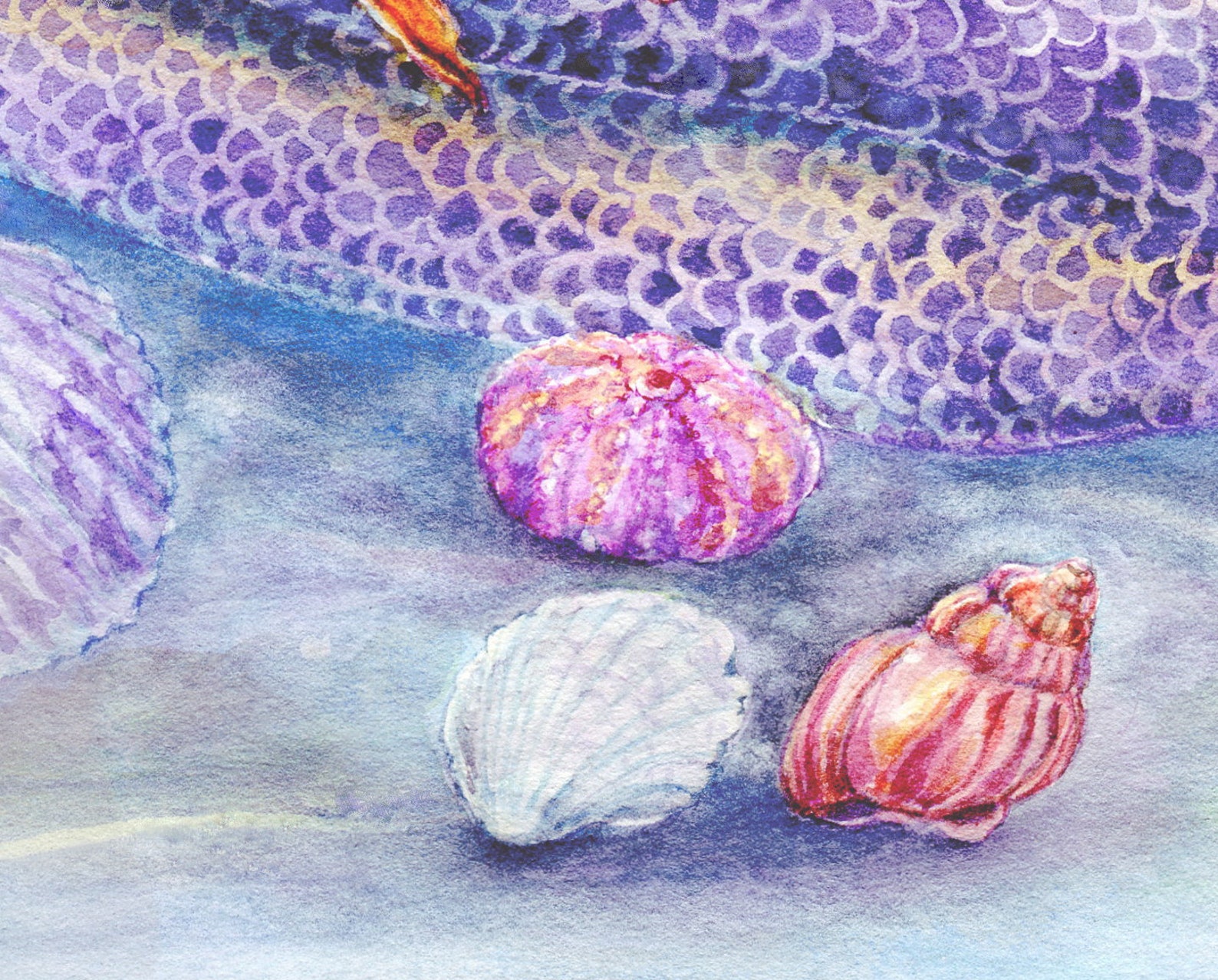 Mermaid Art Print,mother and Child Mermaid,ultraviolet Mermaid,violet ...