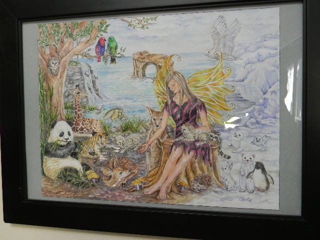 Fairy Art, Animals Fairy in Zebra Print Dress With Wild Animals From ...