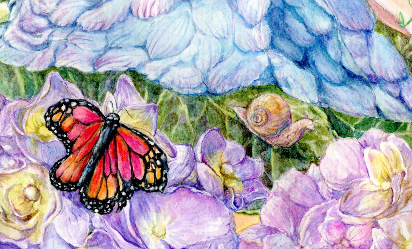 Fairy Art, Hydrangea Fairy With Monarch Butterflies, Lady Bug and ...