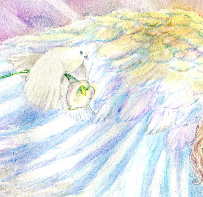 Angel Art, Glow Angel, Angel Playing Lyre,harp, With Doves,calla ...