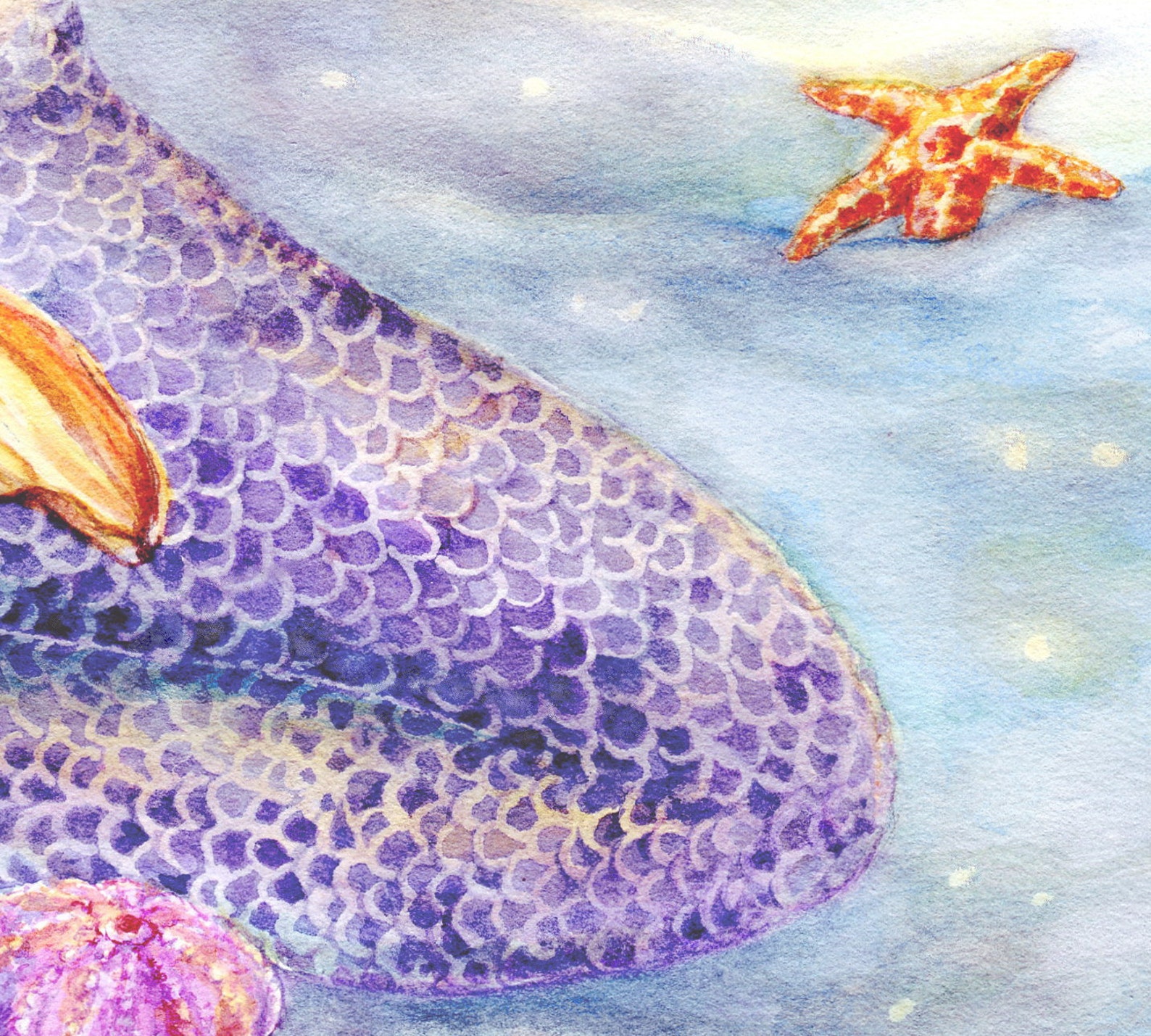 Mermaid Art Print,mother and Child Mermaid,ultraviolet Mermaid,violet ...