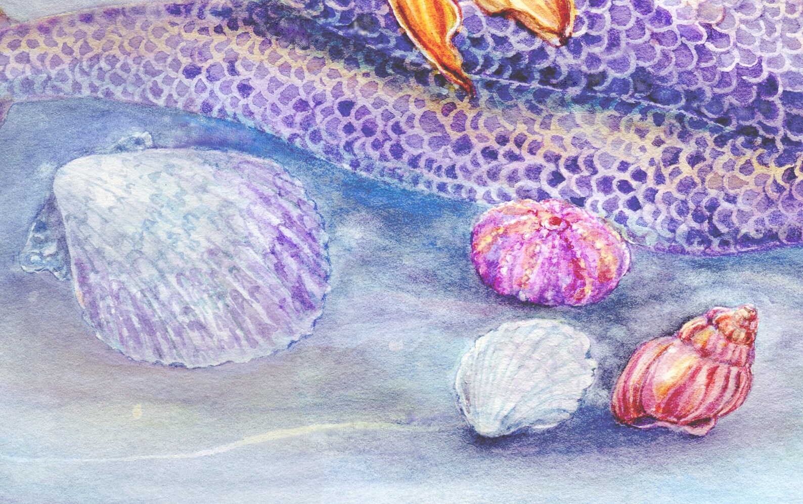 Mermaid Art Print,mother and Child Mermaid,ultraviolet Mermaid,violet ...