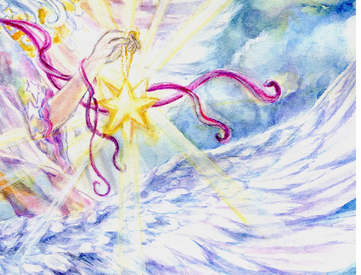 Angel Art, Angel Riding Unicorn, Pegasus, Pegacorn, Star Bearer Angel ...