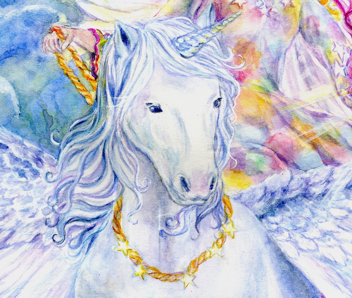 Angel Art, Angel Riding Unicorn, Pegasus, Pegacorn, Star Bearer Angel ...