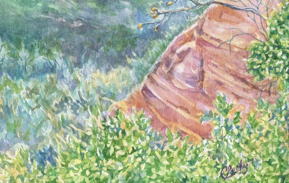 Prints Wall Hangings Arizona red rocks watercolor art print 8 x 10 in ...
