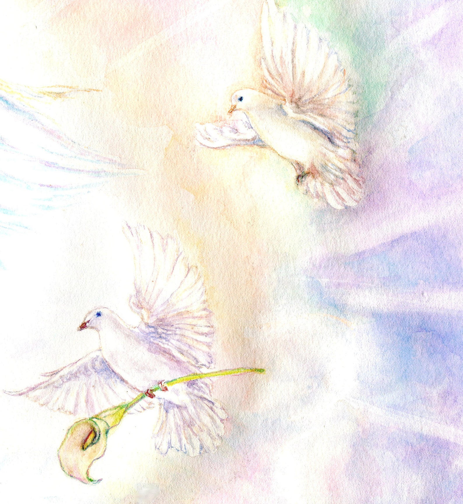 Angel Art, Glow Angel, Angel Playing Lyre,harp, With Doves,calla ...