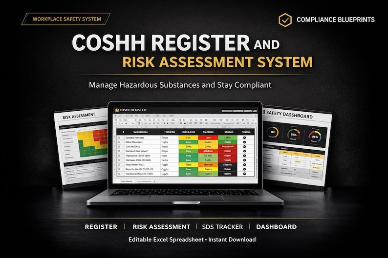 Premium COSHH SDS Register Template Risk Assessment Spreadsheet ...