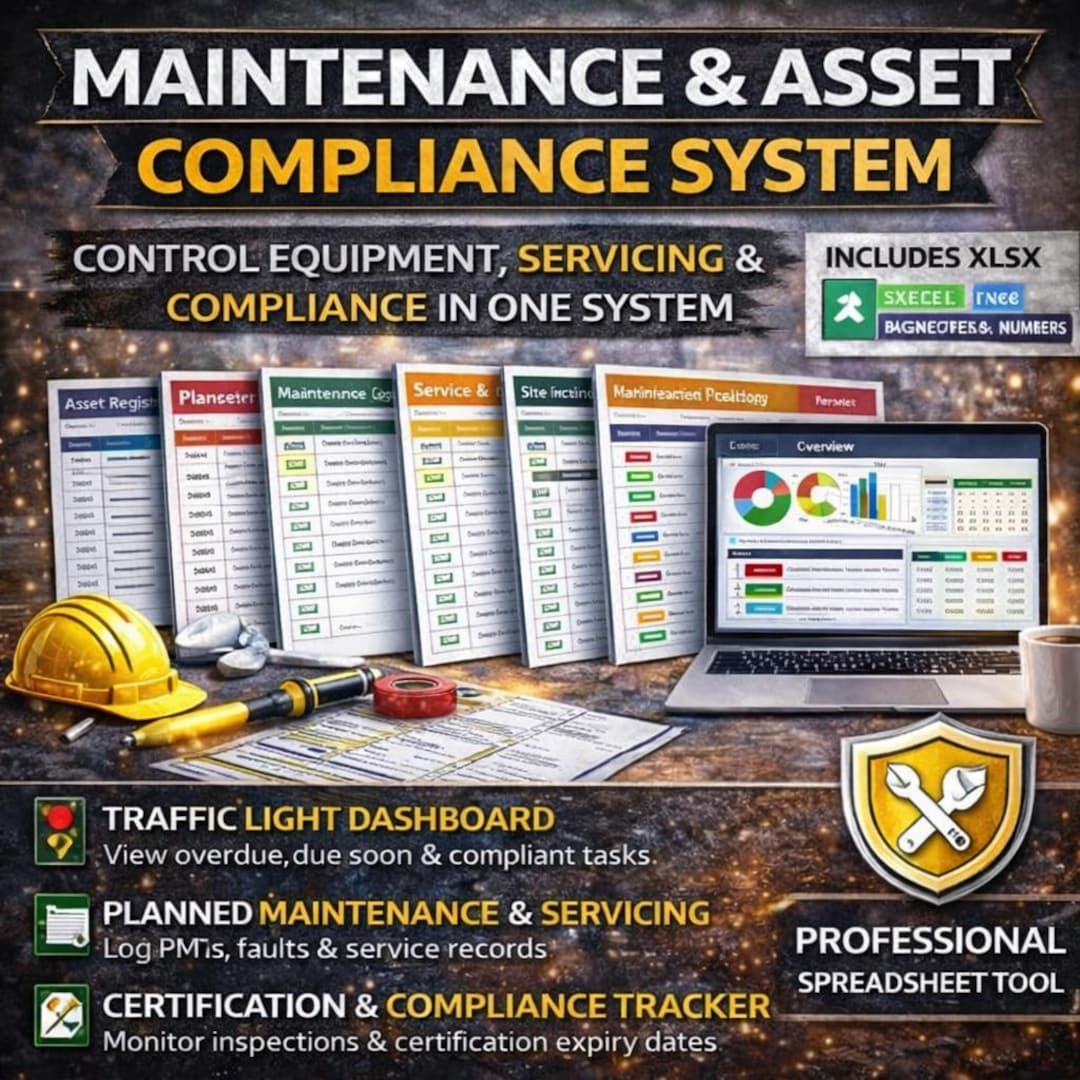 Maintenance Log & Asset Register Template Equipment Maintenance Tracker ...