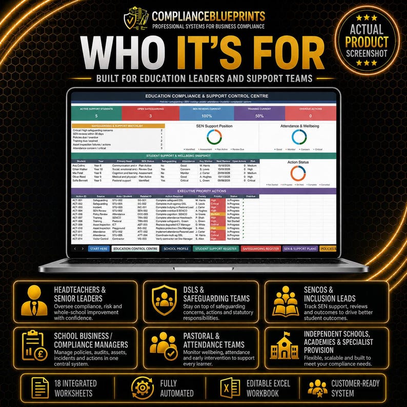Education Compliance and Support System Excel Spreadsheet ...