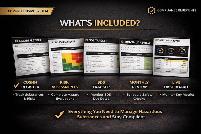 Premium COSHH SDS Register Template Risk Assessment Spreadsheet ...